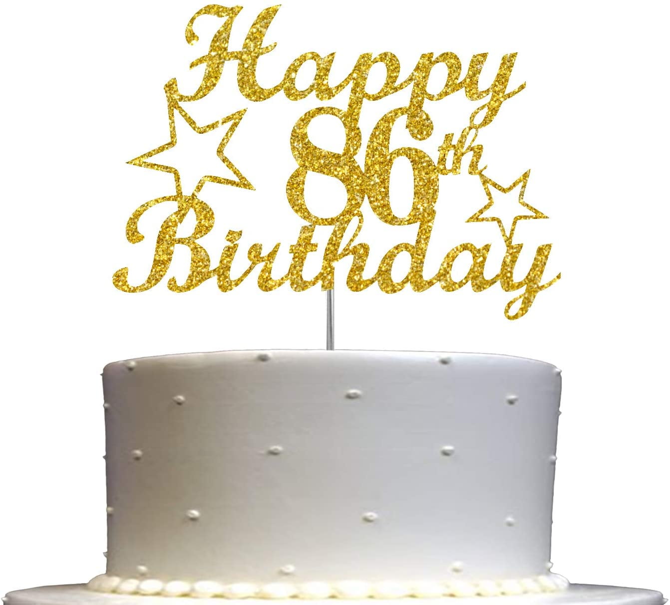 86 Birthday Cake Topper Gold Glitter, Party Decoration Ideas, Sturdy ...