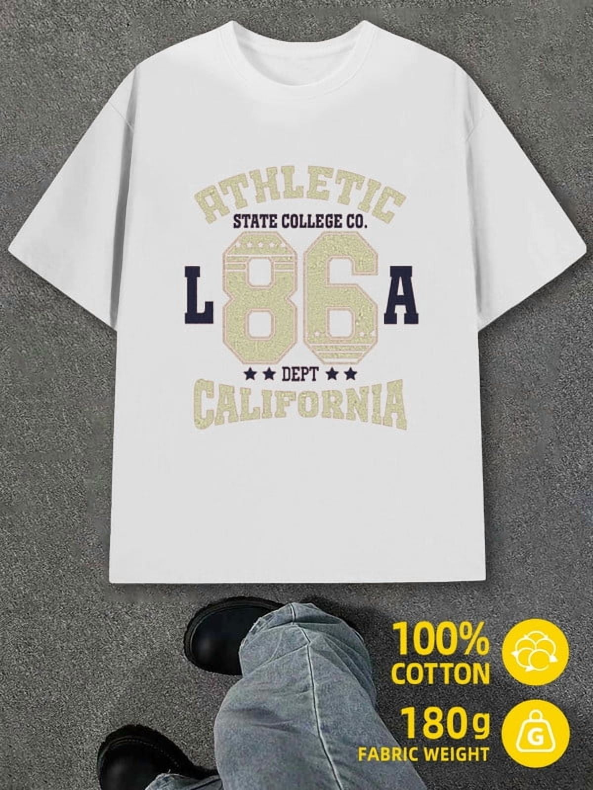 86 California Tee men's white 180G 100% Cotton summer and spring season ...