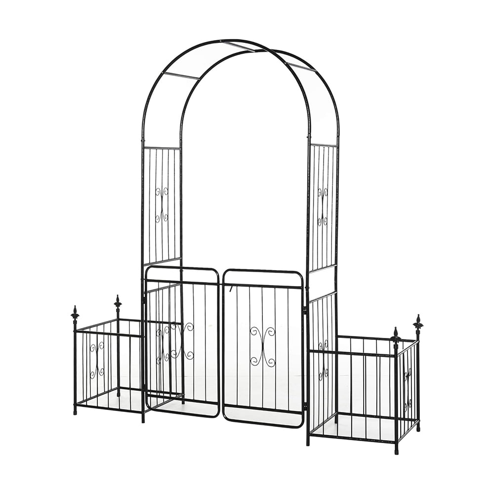 86" Garden Arbor Arch Gate with Trellis Sides, Grapevines with ...