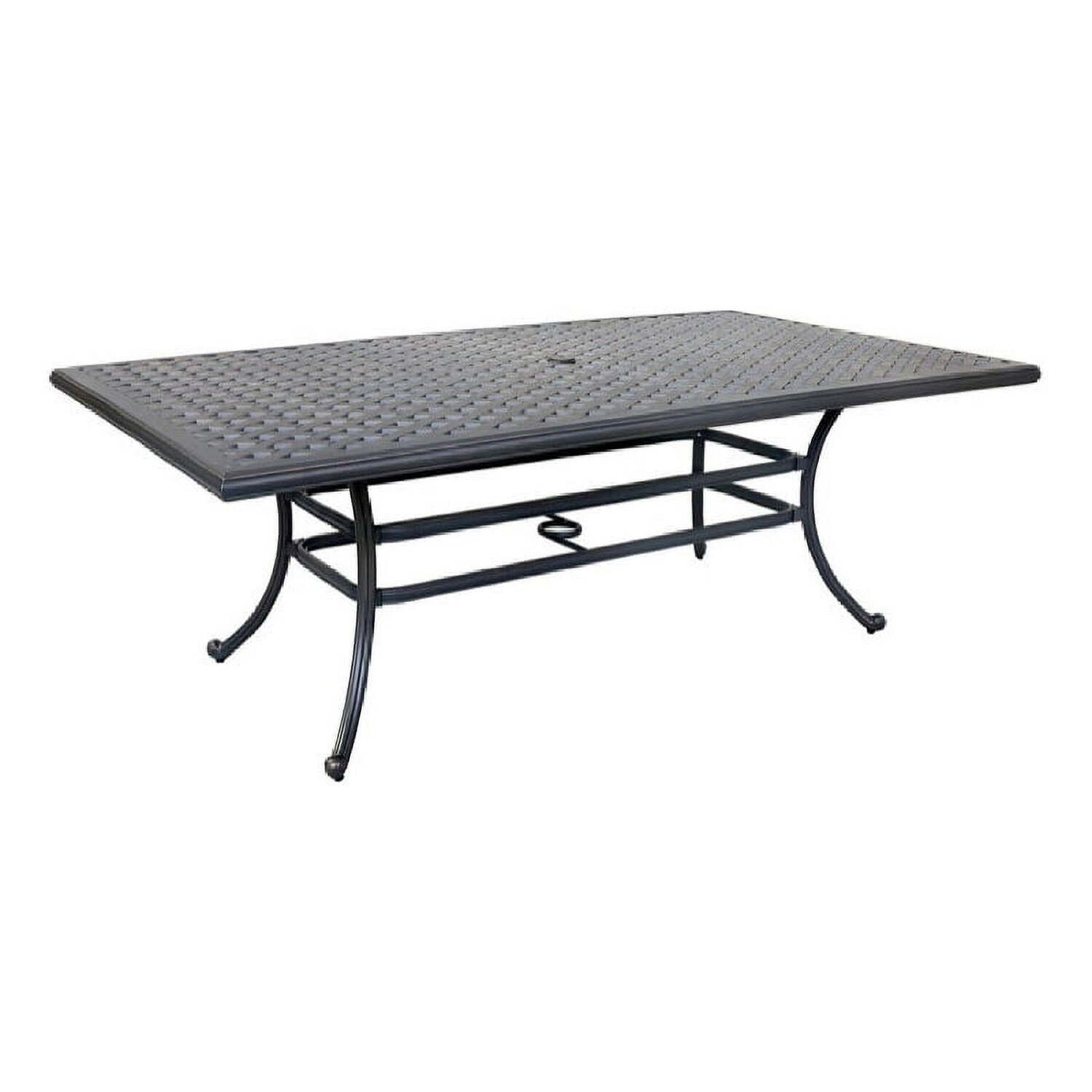 86 Inch Cast Aluminum Rectangular Outdoor Patio Dining Table with ...