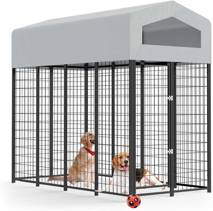 86" L x 45" W x 79" H Large Outdoor Dog Kennel - Weatherproof Pet Haven ...