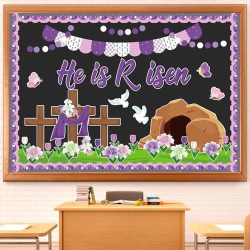 86 Pcs Christian Easter Bulletin Board Decorations Set Religious Easter ...