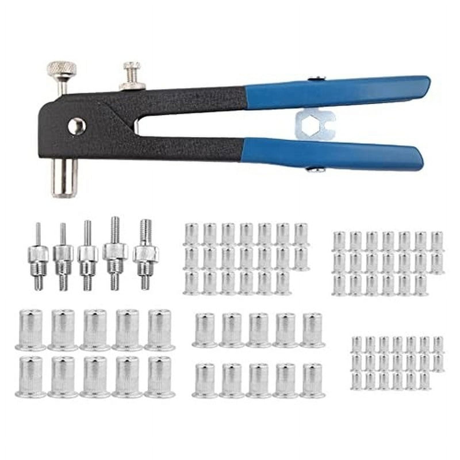 86 Pcs Rivet Nut Tool Kit, Hand Riveter Set with M3/M4/M5/M6/M8 Threaded Rivet Nut and Mandrel ...