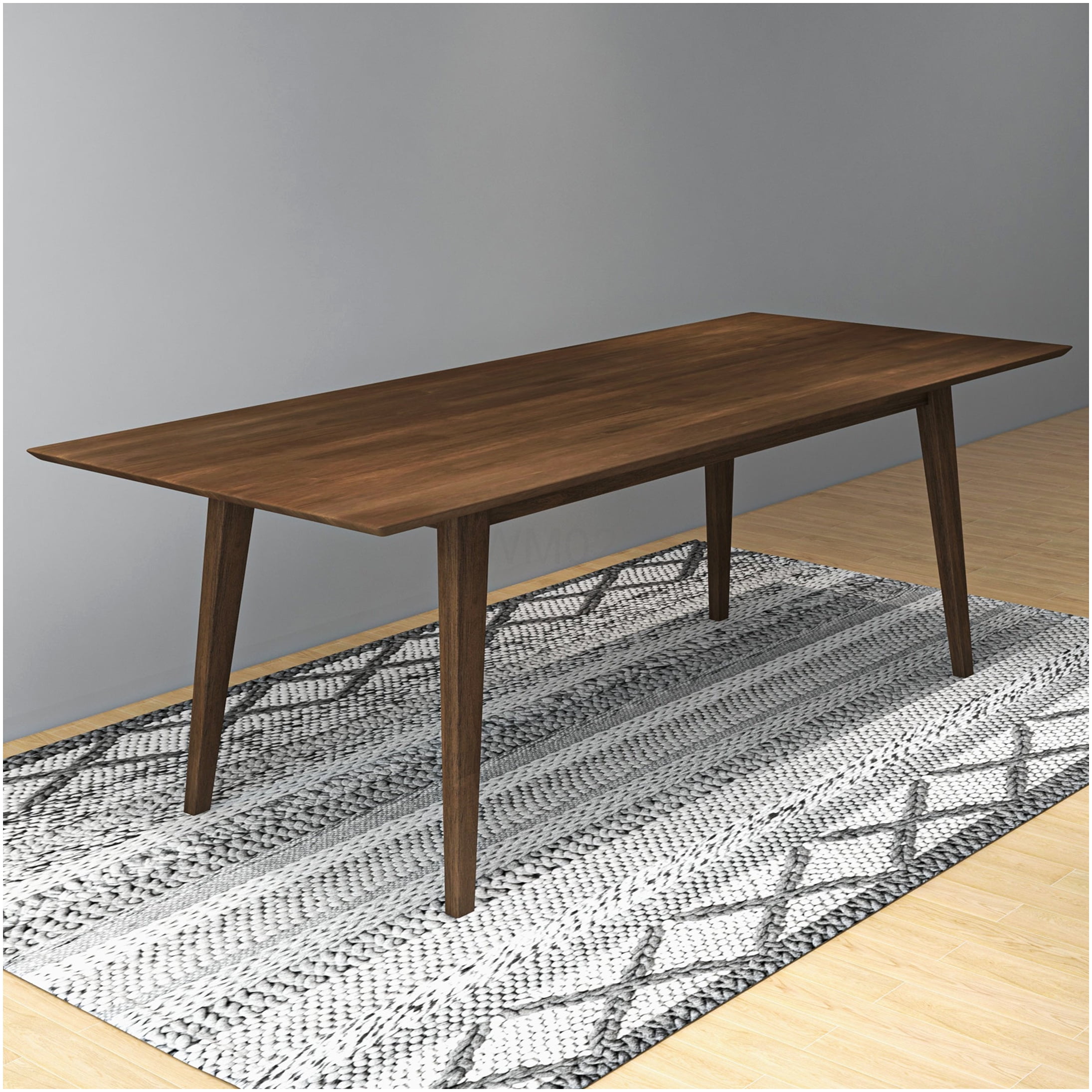 86" Solid Wood Rectangular Dining Table in Walnut Brown, Mid-Century ...