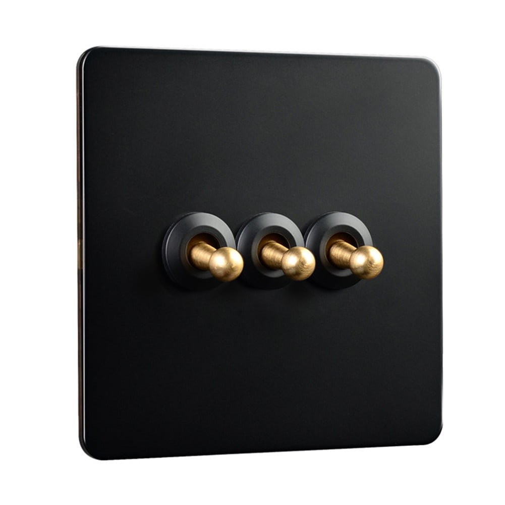 86 Type Stainless steel panel Wall Toggle Light Switch Brass rod 1Way ...