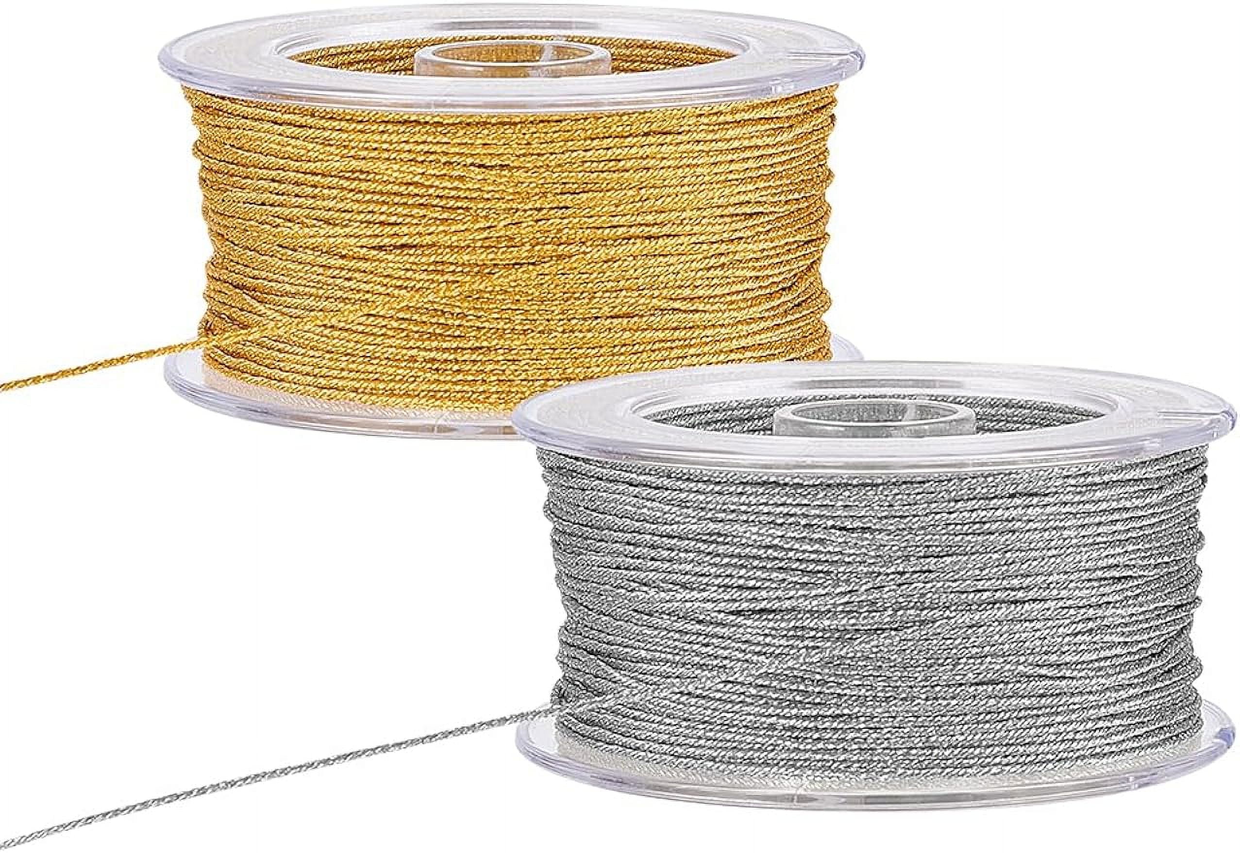 86 Yards 1mm Metallic Cord Gold Silver Nylon Thread Xmas String Braided ...