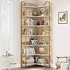 86 in L-Shaped Corner Bookshelf, 7-Tier Tall Bookcase with Metal Frame ...