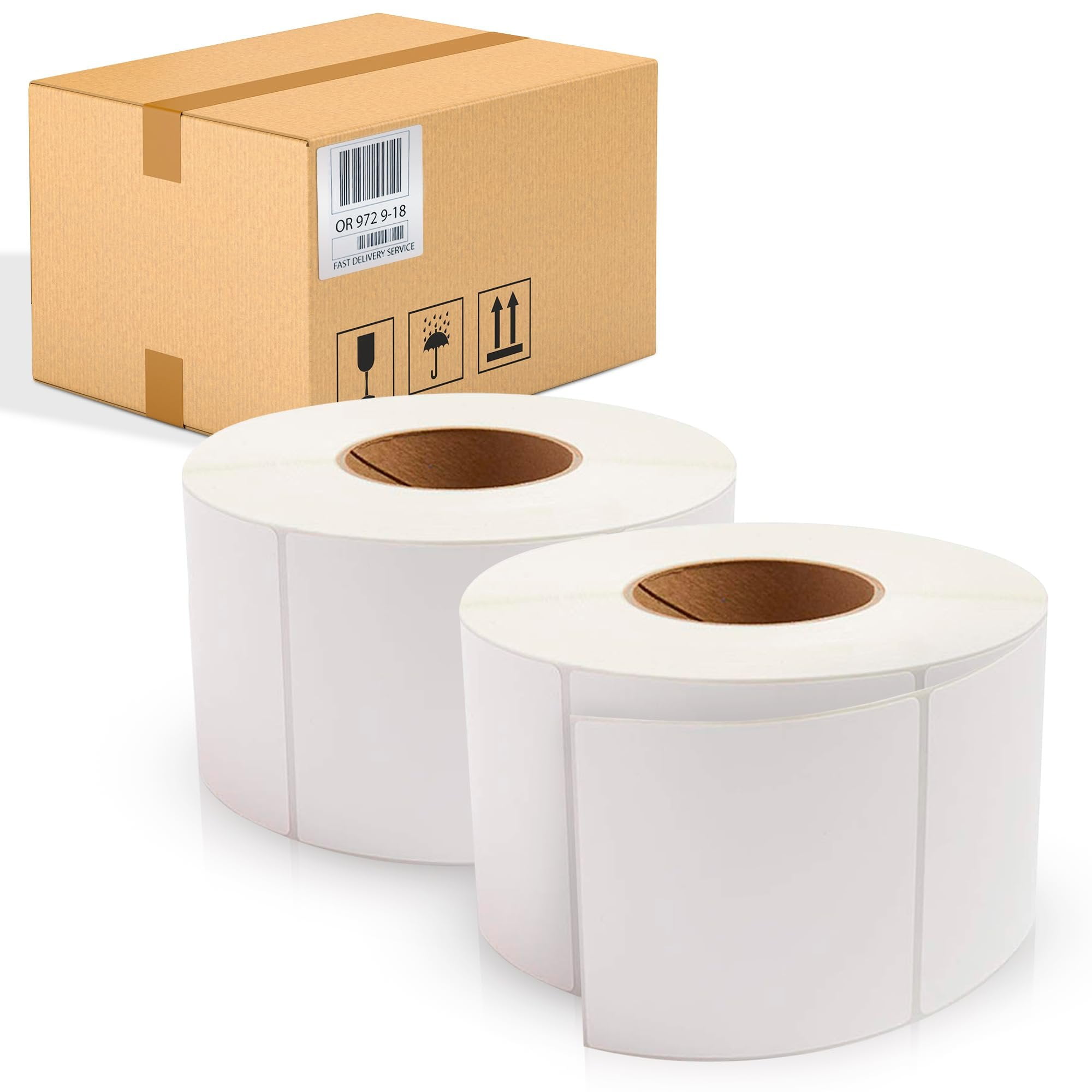 White Thermal Transfer Labels, 3 in Core Non-Perforated 12 in OD, 8600 ...