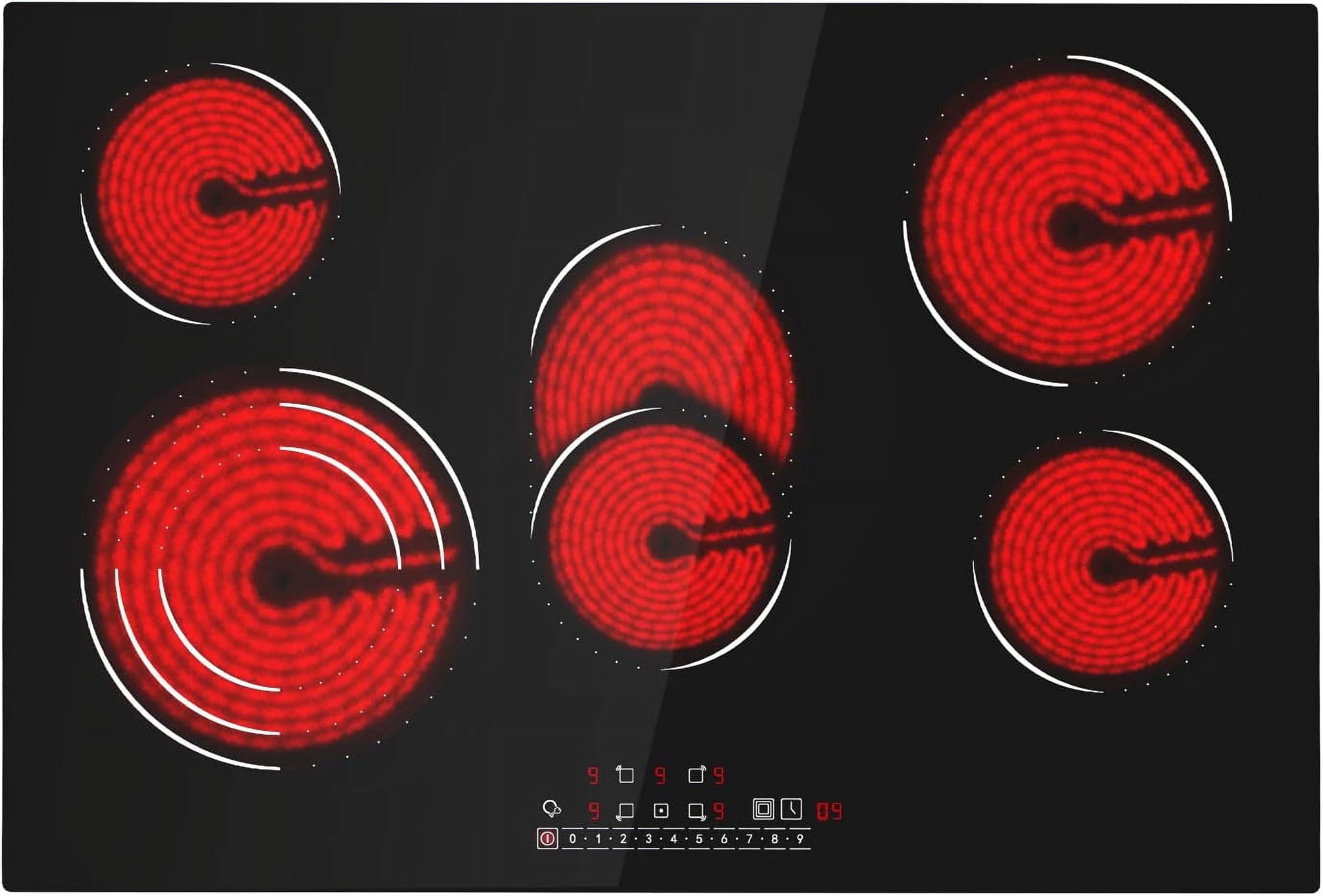 8600W Electric Ceramic Cooktop 30 Inch 5 Burners Built-in Countertop ...