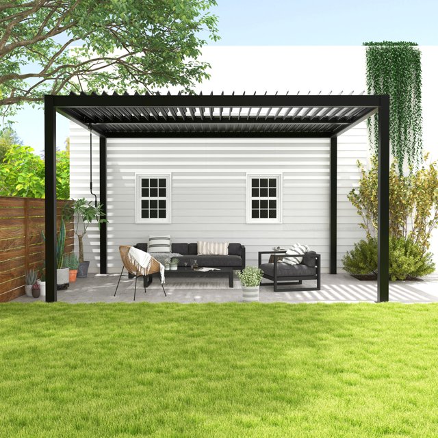8610C Louver Pergola 10x13FT Aluminum Frame & Louvers - Walmart.com