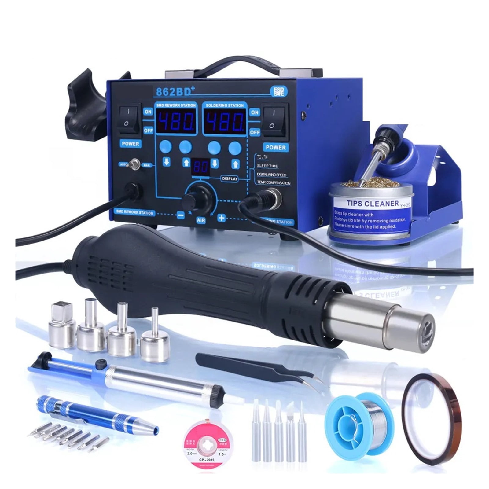 862BD+ Digital Ajustable Soldering Iron Hot Air Soldering Station For ...