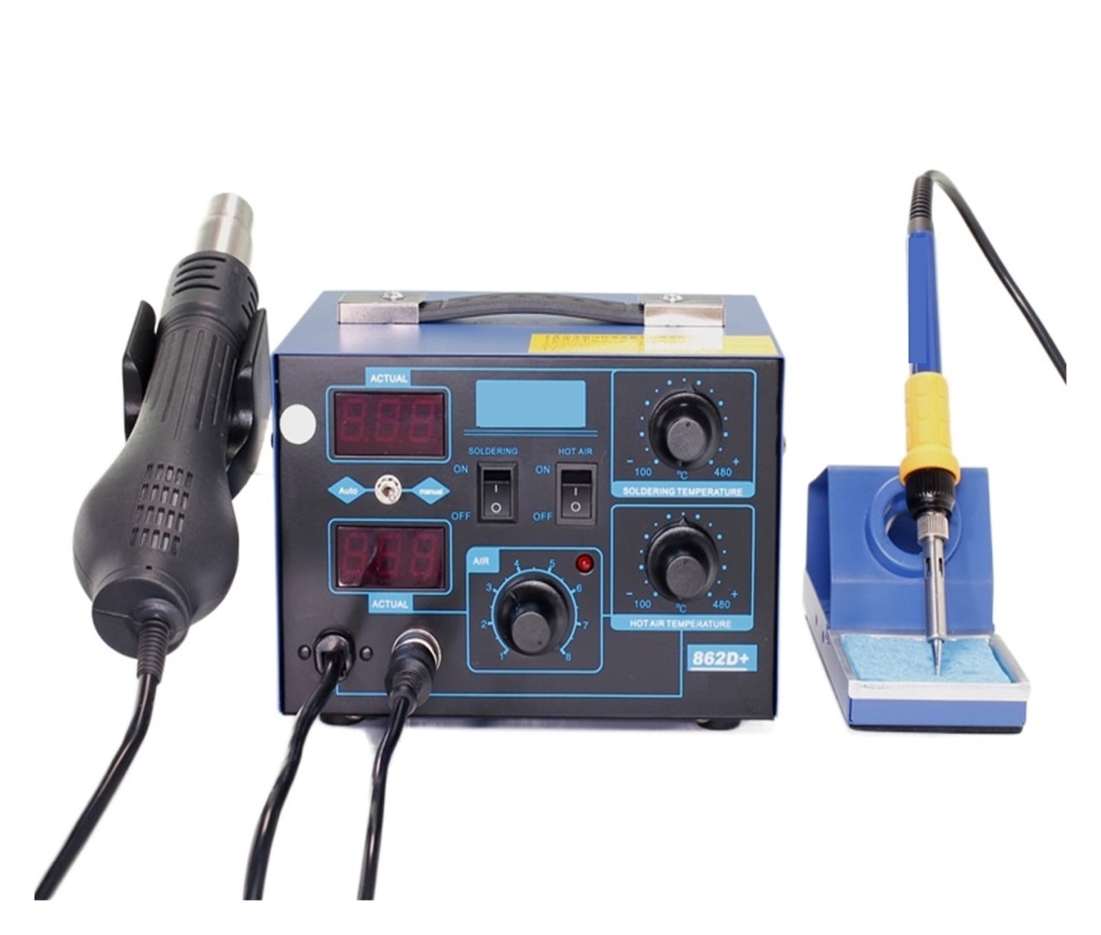 862D+ Soldering Station 2 In 1 Rework Station Soldering Iron Hot Air ...