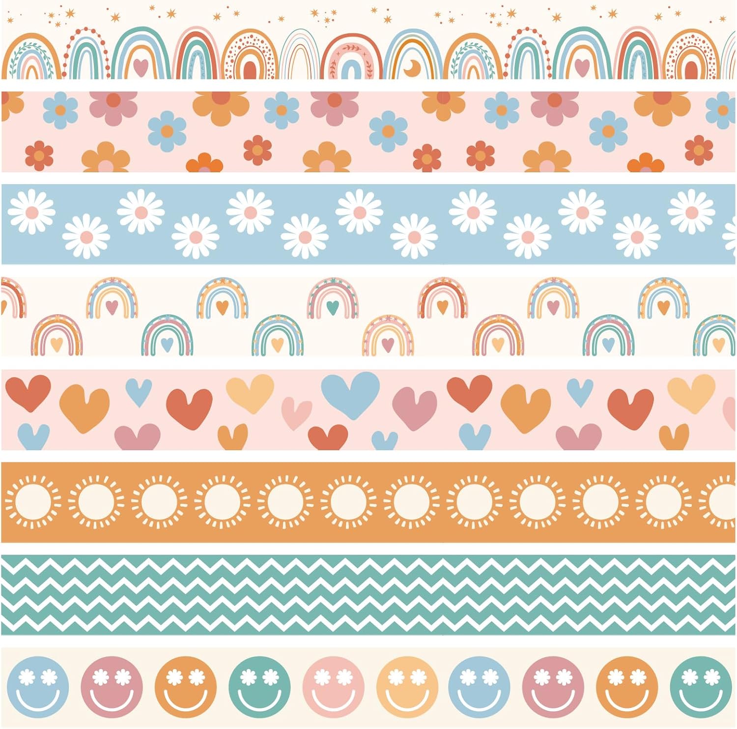 86Ft Boho Bulletin Board Borders Retro Groovy Classroom Decor Boho ...