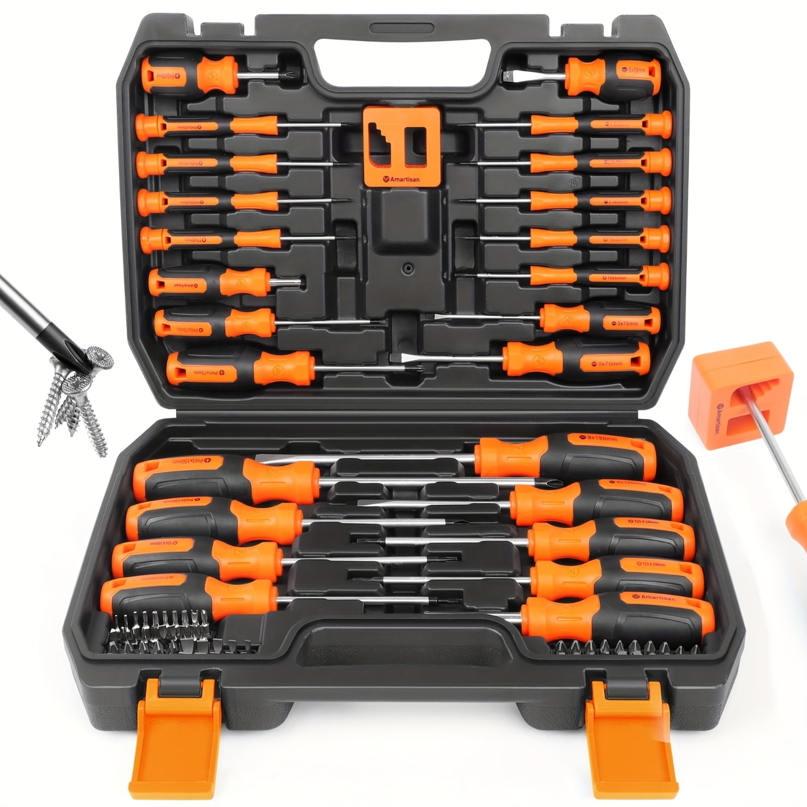 86PCS CR-V Steel Magnetic Screwdriver Set - 15 Screwdrivers, 40 Bits ...