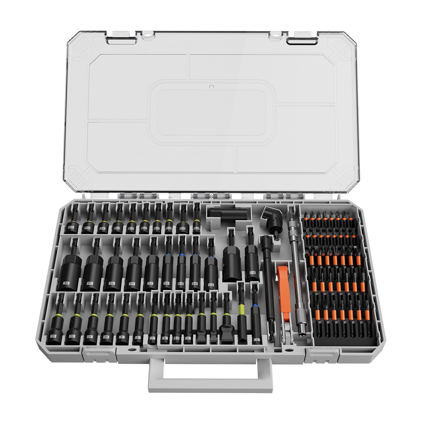 86PCS Magnetic Impact Nut Driver Set, Metric & SAE Nut Driver Bits with ...