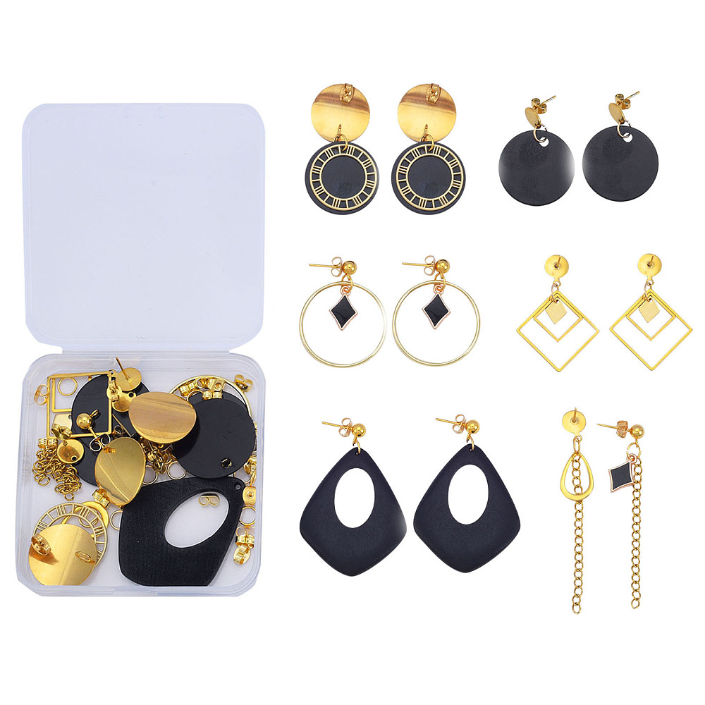 86Pieces DIY Black style Earring Making Kits including 304 Stainless ...