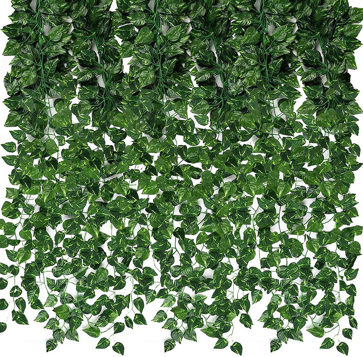 Coolmade 84ft Artificial Silk Ivy: 12 Strands, Hanging Greenery Vines ... Coolmade 84ft Artificial Silk Ivy: 12 Strands, Hanging Greenery Vines ...