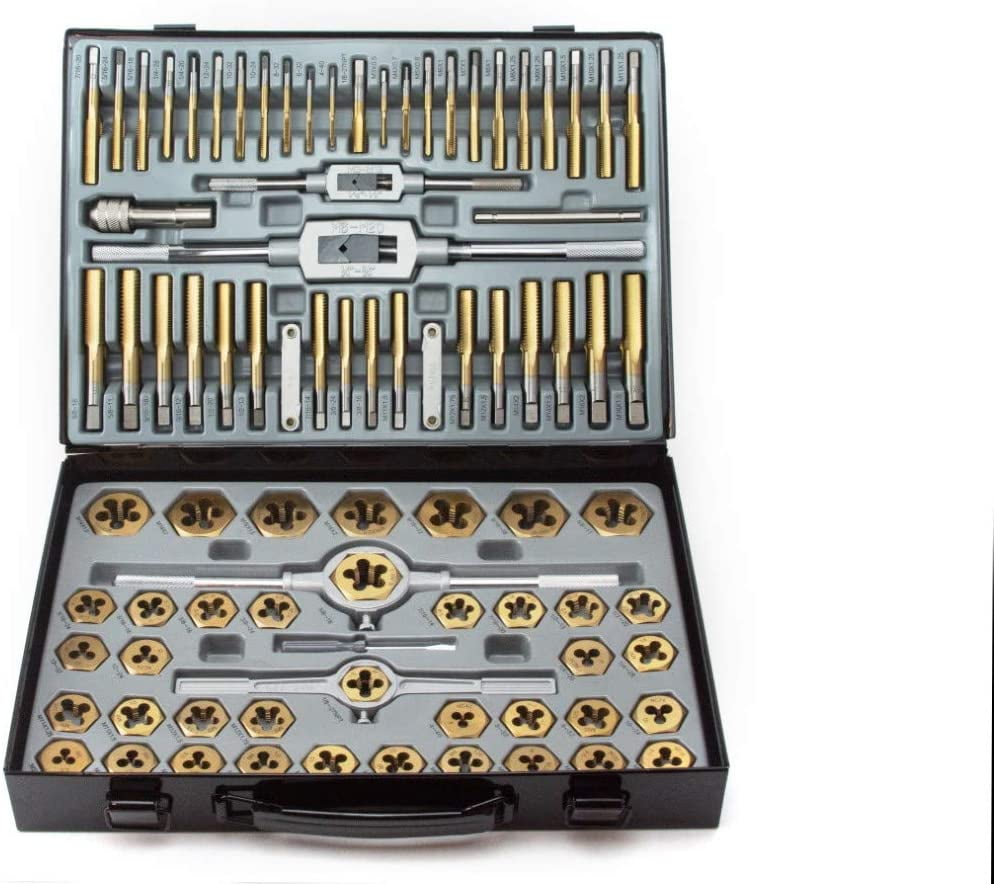 86pc Tap and Combination Set Tungsten Bearing Steel Titanium Coated SAE ...