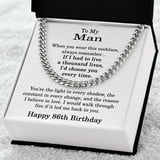 86th Birthday Gift for Him, 86th Birthday Necklace for Men, Adjustable ...
