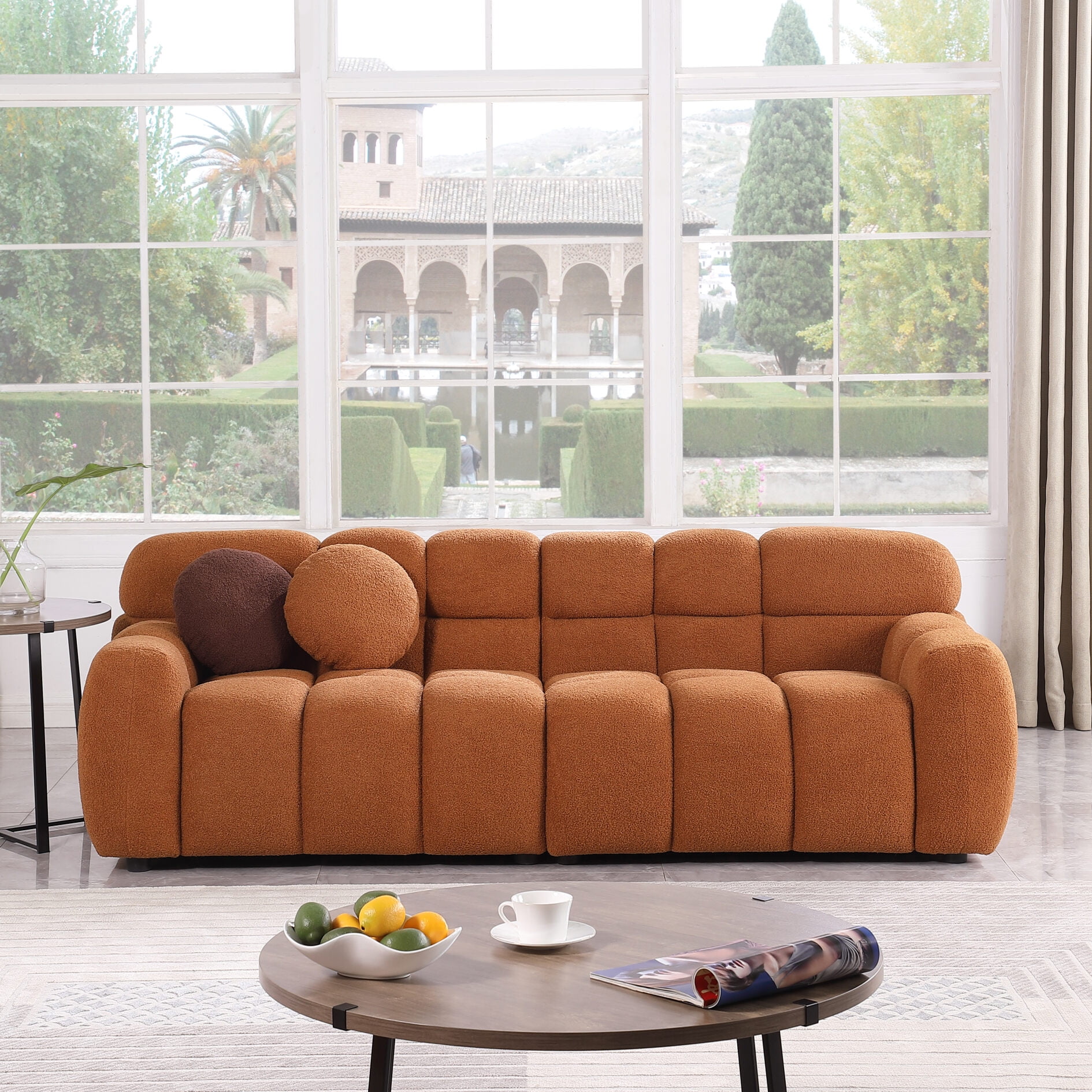 87.4" Length 35.83" Roundness Boucle Sofa,Human Body Structure for Usa ...
