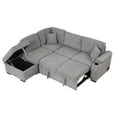 84" Sleeper Sofa Bed,2 in 1 Pull Out Sofa Bed with Storage Ottoman,L-Shape Sectional Sofa Couch ...