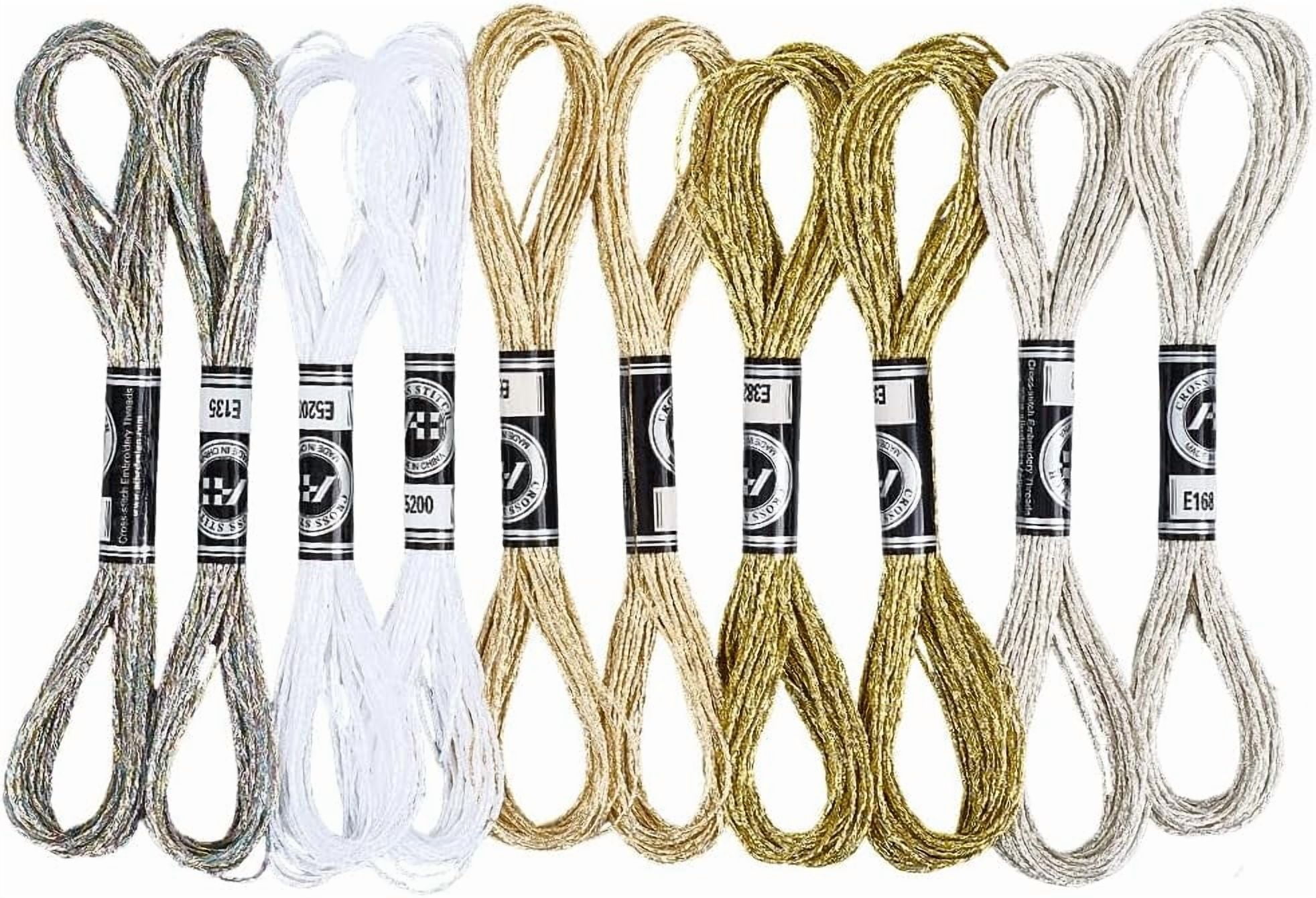 87.5 Yards 10 Skeins Silver Gold Metallic Embroidery Floss Glitter ...