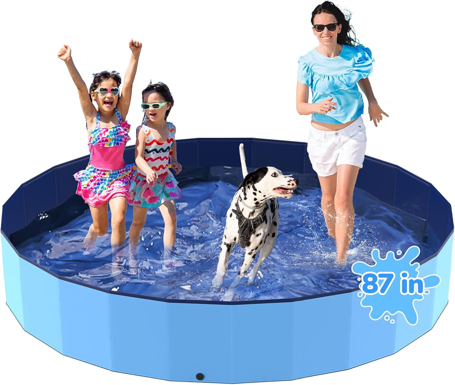 87'' Foldable Dog Pet Bath Pool, Heavy Duty Non-Slip Kiddie Pool ...