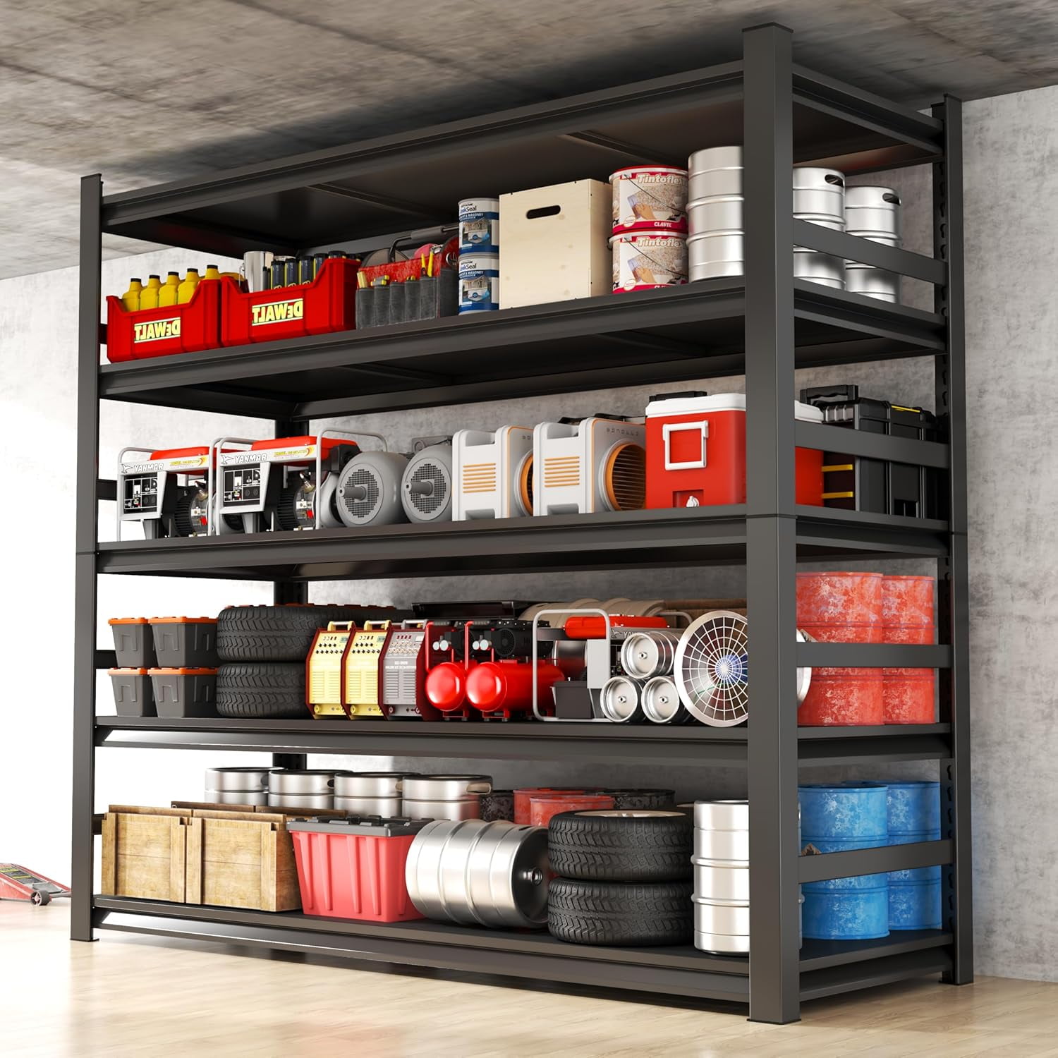 87" H Garage Shelving Unit and Storage, 5-Tier Heavy-Duty Adjustable ...