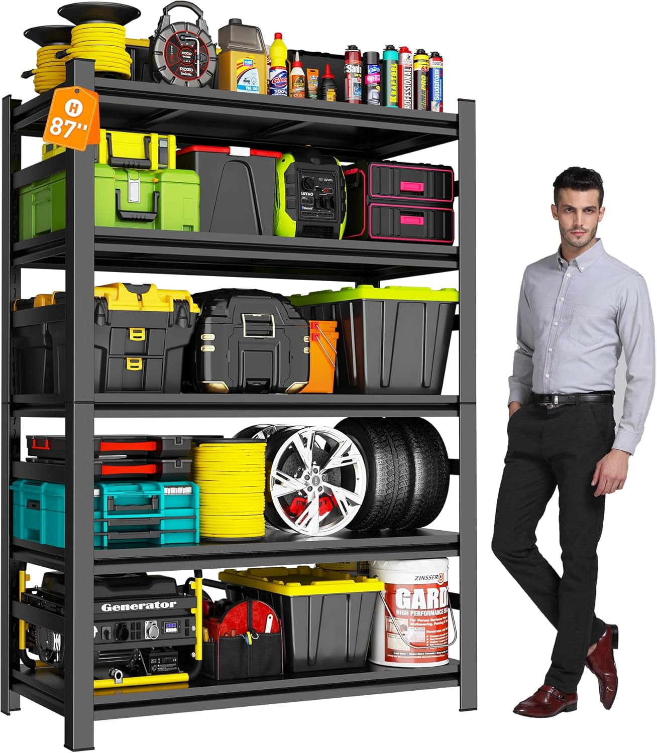 87''H Metal Garage Shelving Storage Shelves Heavy Duty Commercial ...