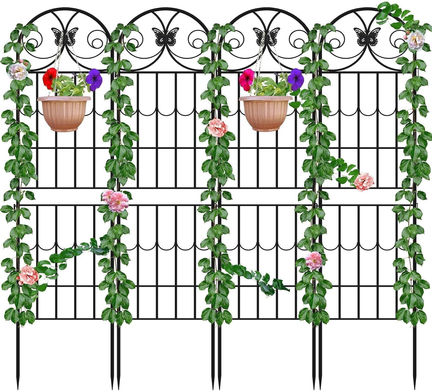 87”H Metal Garden Trellis for Climbing Plants Outdoor, Kalolary 4PCS ...
