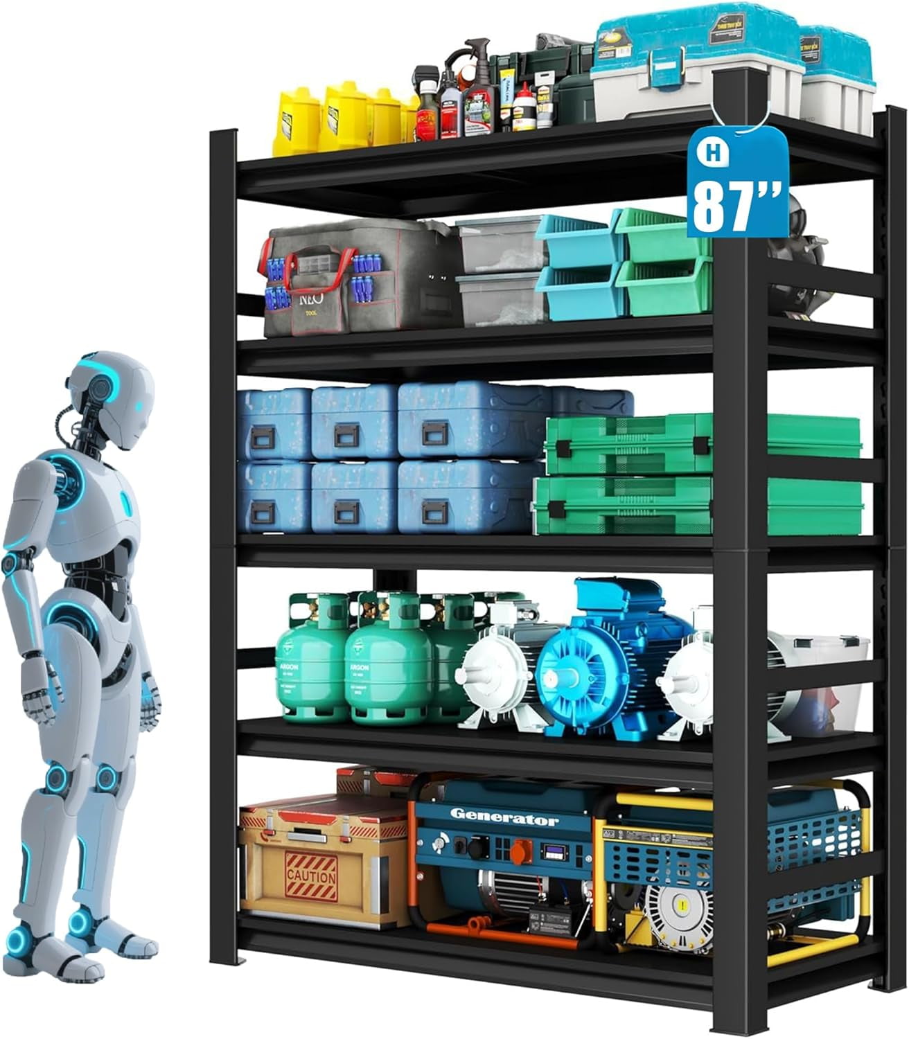 87" H Storage Shelves, 5-Tier Utility Racks Heavy-Duty Adjustable ...