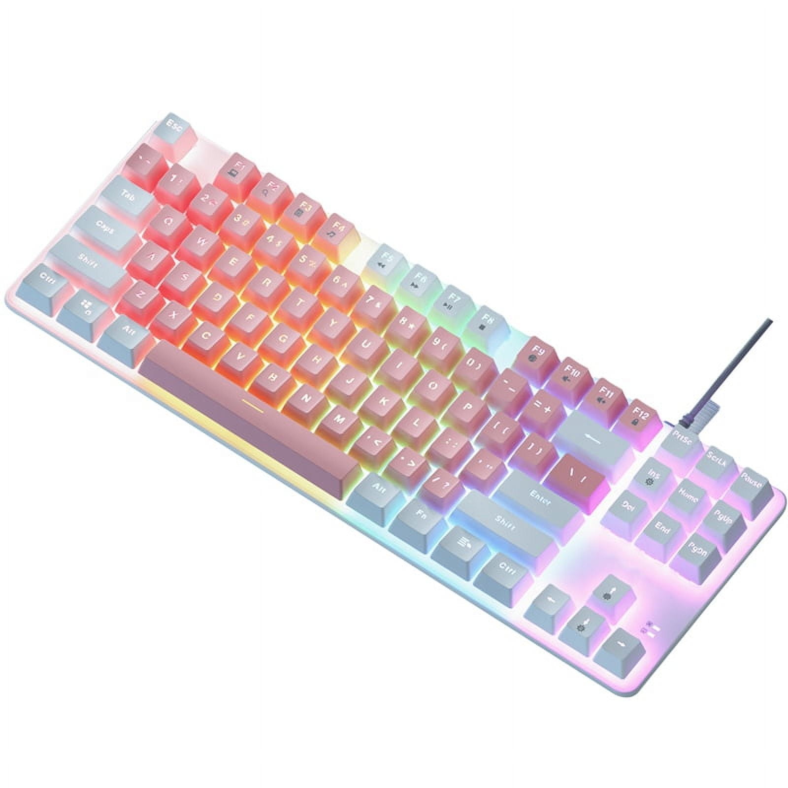 87 Key Mechanical Keyboard Green Gaming Keyboard Wired B - Walmart.com