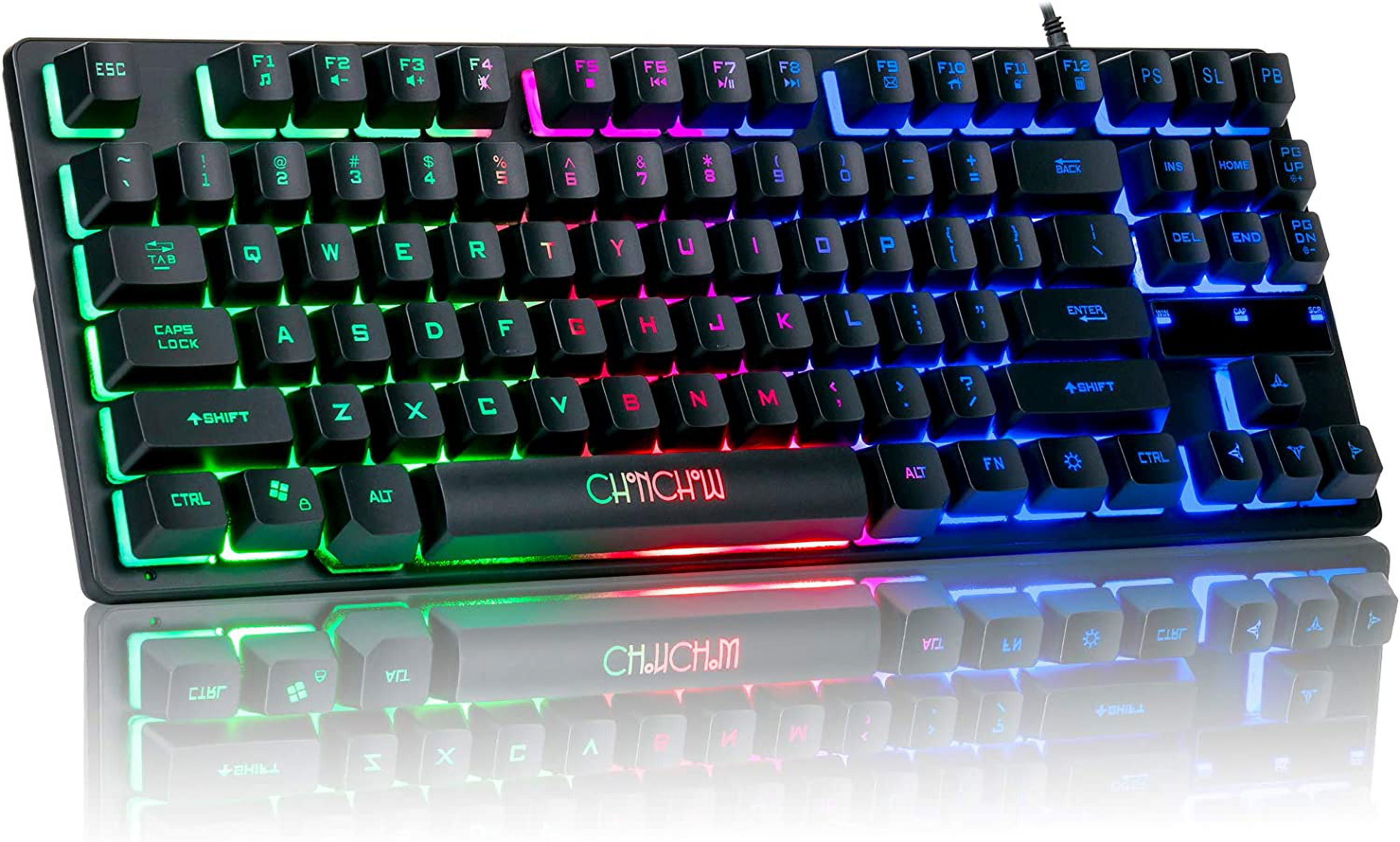 87-Key RGB Backlit Compact Gaming Keyboard - USB Wired Tenkeyless ...