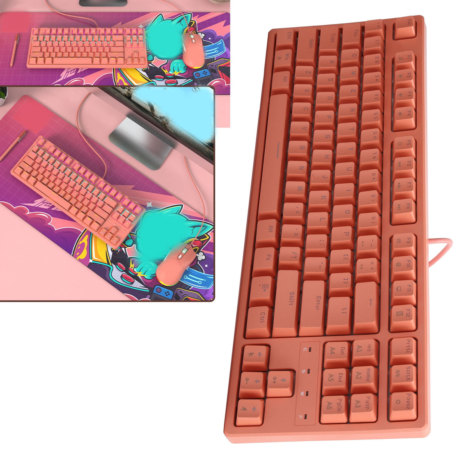 87,Key Red Switch Keyboard, Programmable Macros, Durable ABS Keycaps ...