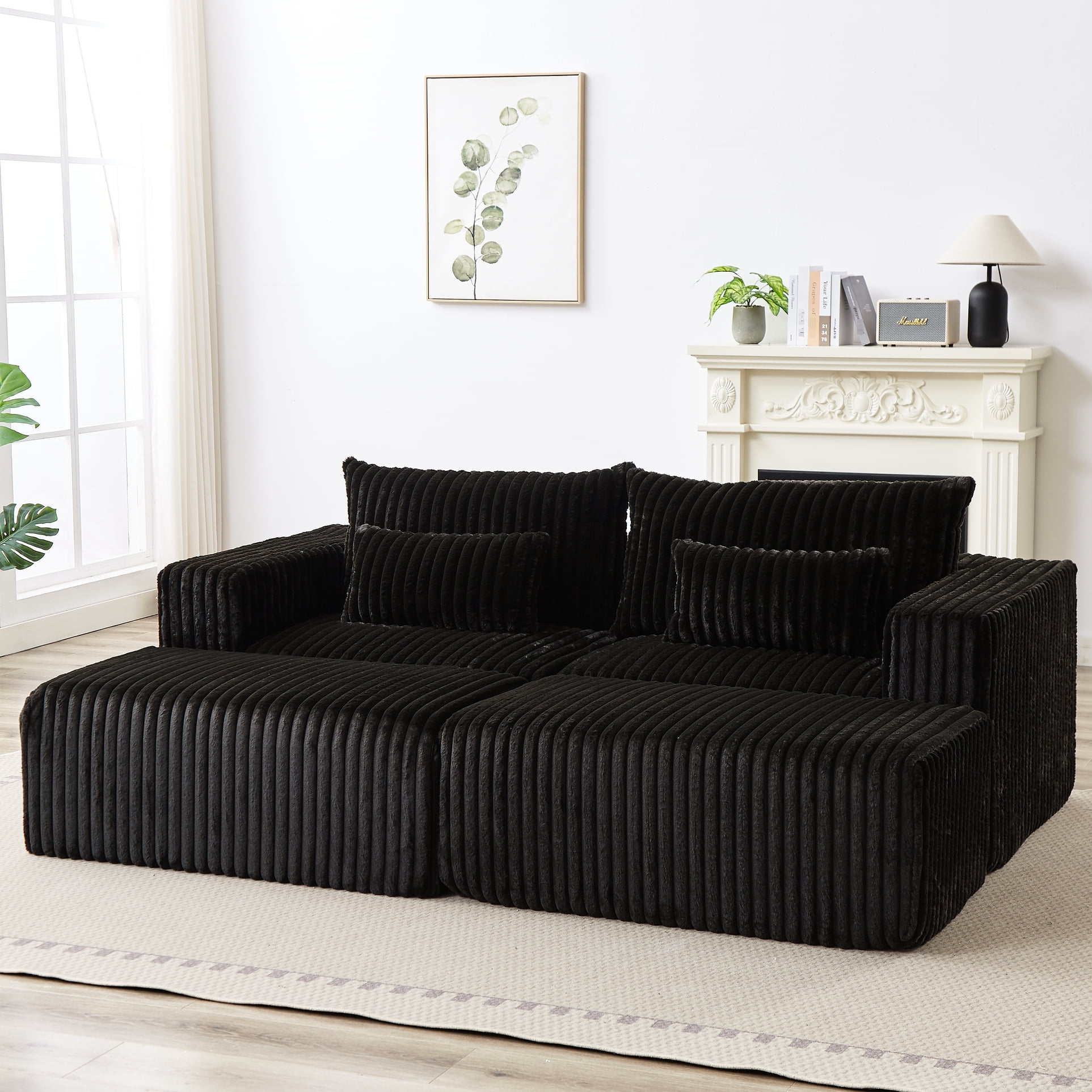 87" Oversized Comfy Lounge - Corduroy, No Assembly With Removable For ...