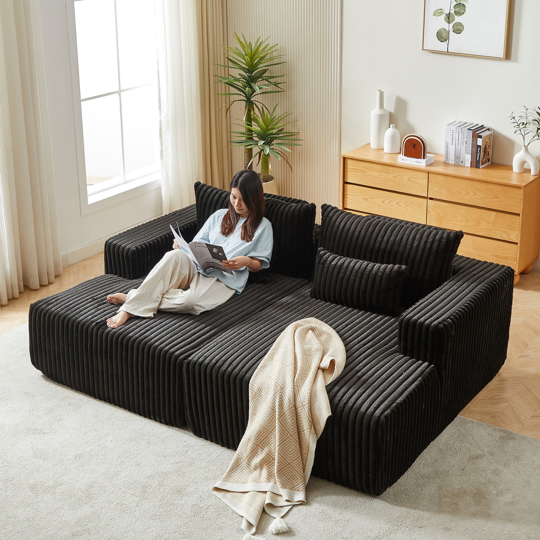 87" Oversized Modern Sleeper Chair | Reclining Function for Bedroom and ...