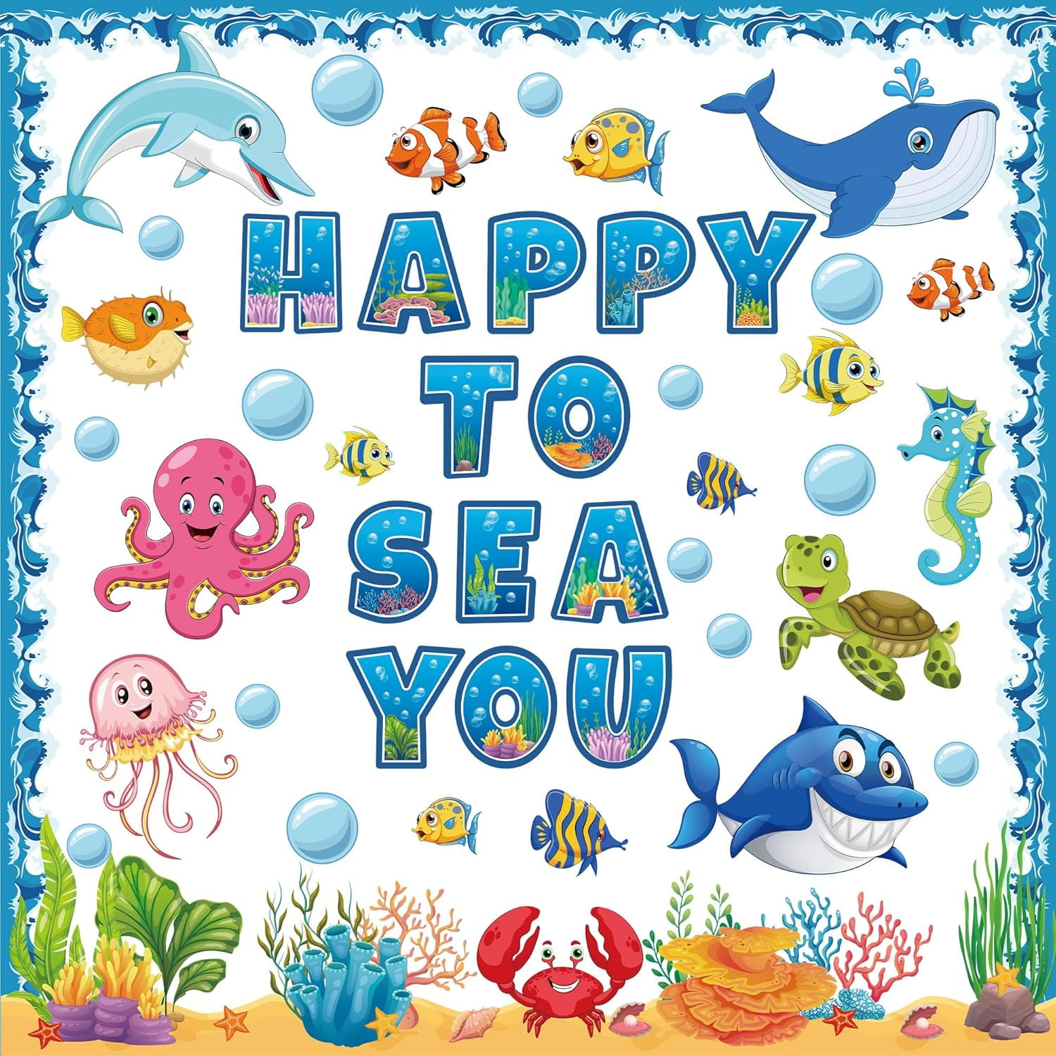 87 PCS Sea Animal Bulletin Board Decorations Under The Ocean Paper ...