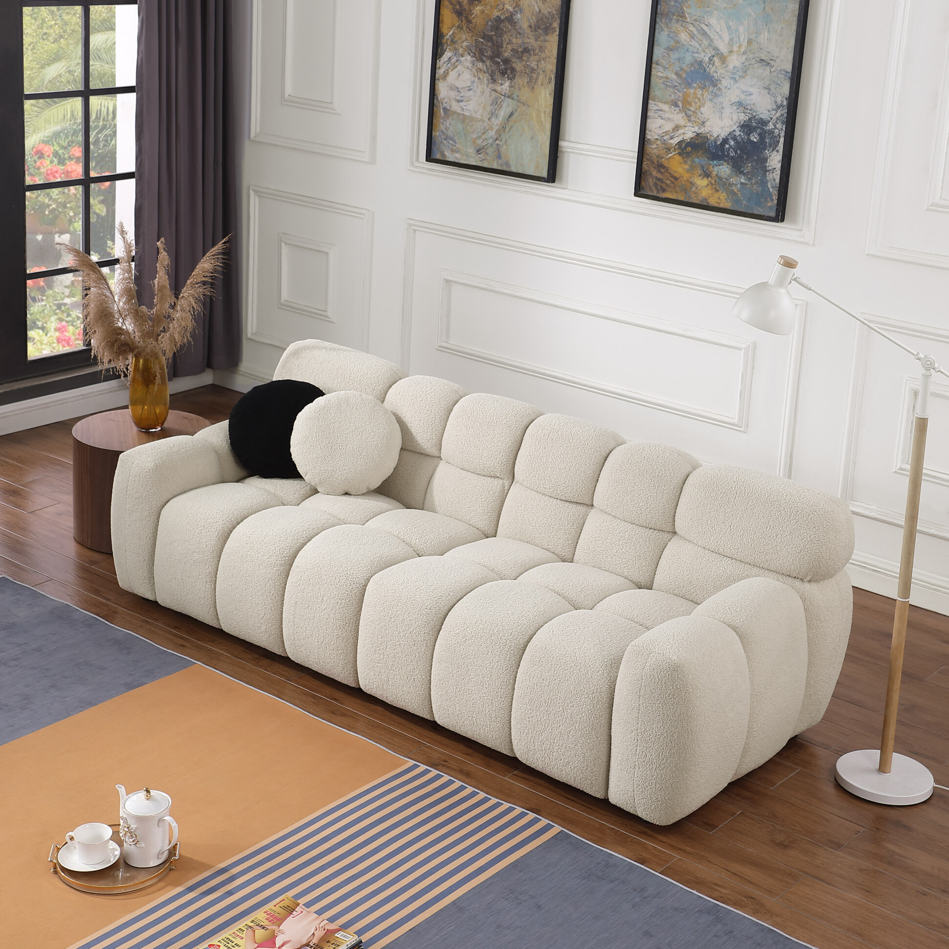 87" Sofa Couch, Upholstered Deep Seat Sofa, Suit For Human Body ...