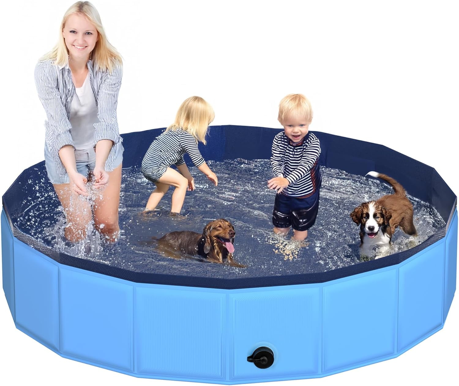87" x 12" Foldable Dog Pool - Collapsible Hard Plastic Kiddie Pool for ...