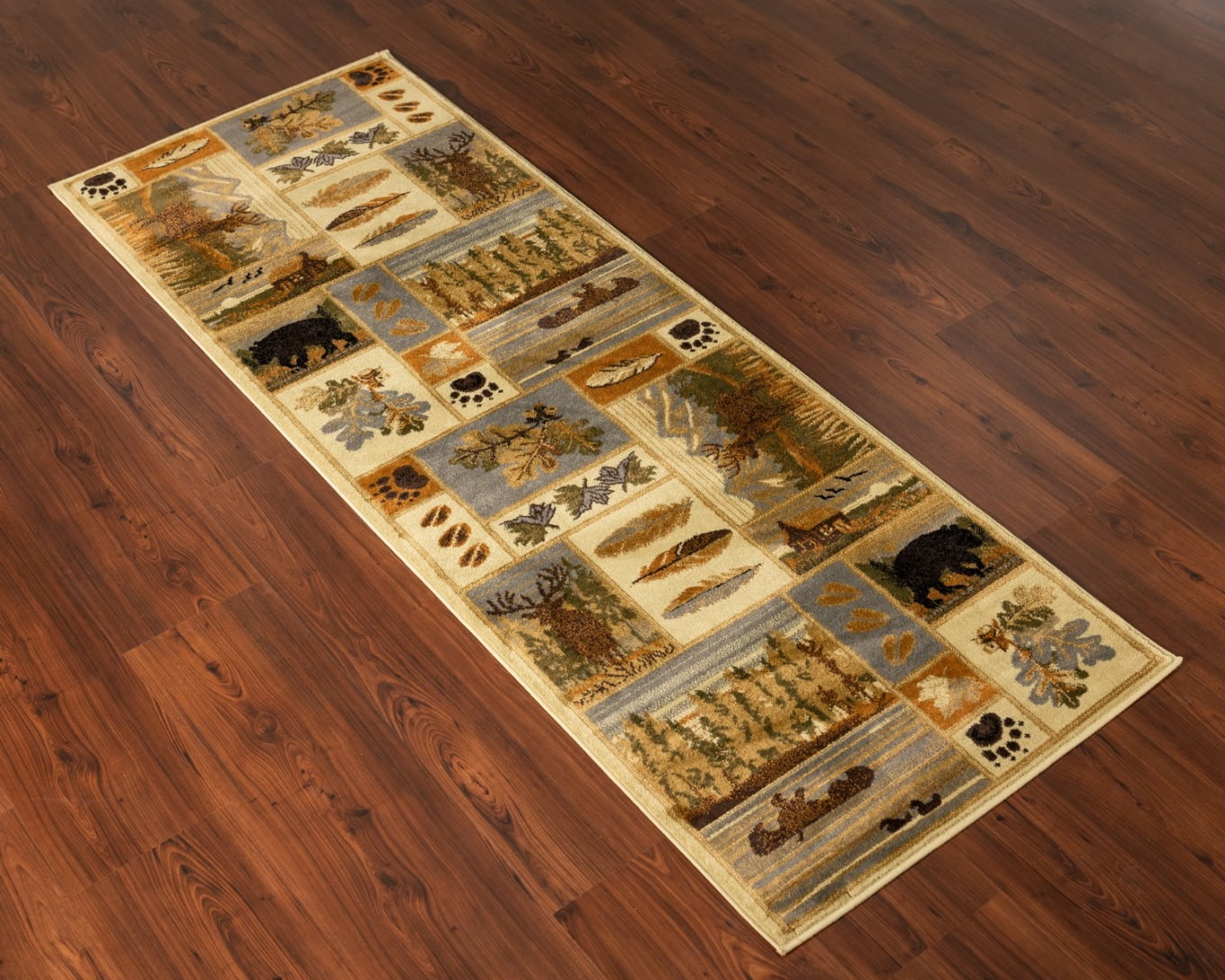 87" x 31" Vintage Country Area Rug, Farmhouse Wildlife Pattern Bedroom ...