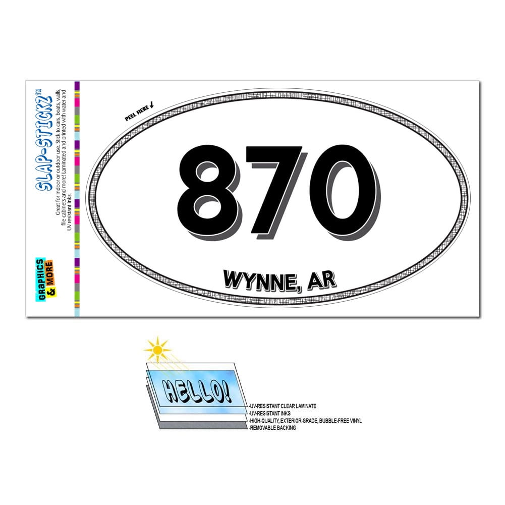 870 - Wynne, AR - Arkansas - Oval Area Code Sticker - Walmart.com