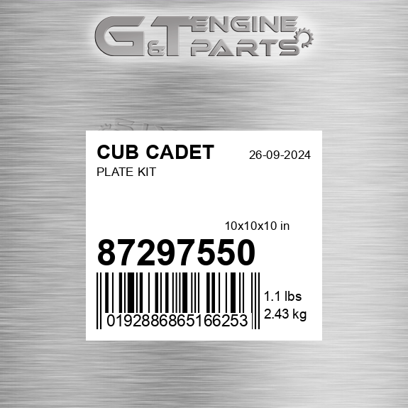87297550 PLATE KIT fits CUB CADET (New OEM) - Walmart.com