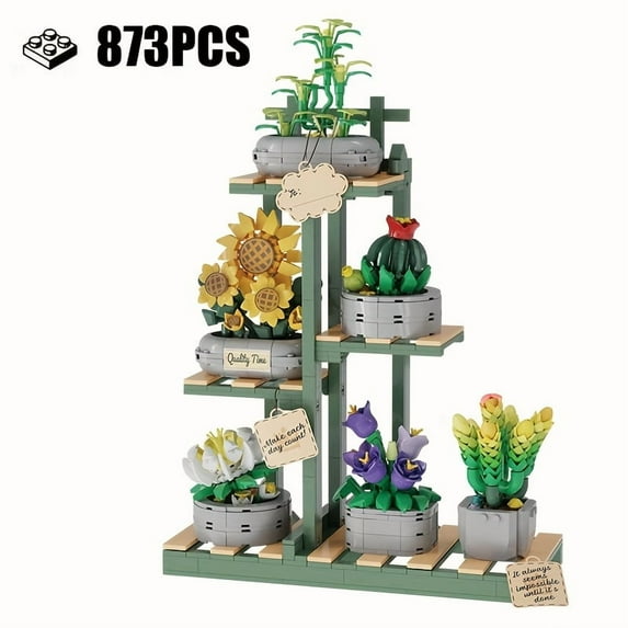 873Pcs Building Blocks Set, Green Succulents & Flowers Building, with ...