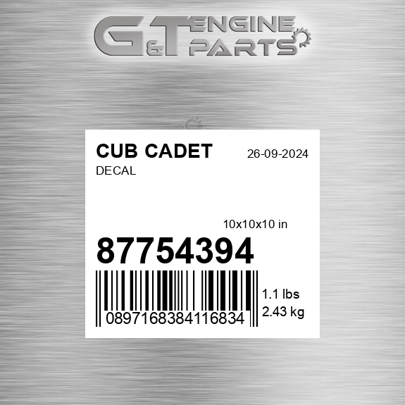 87754394 DECAL fits CUB CADET (New OEM) - Walmart.com