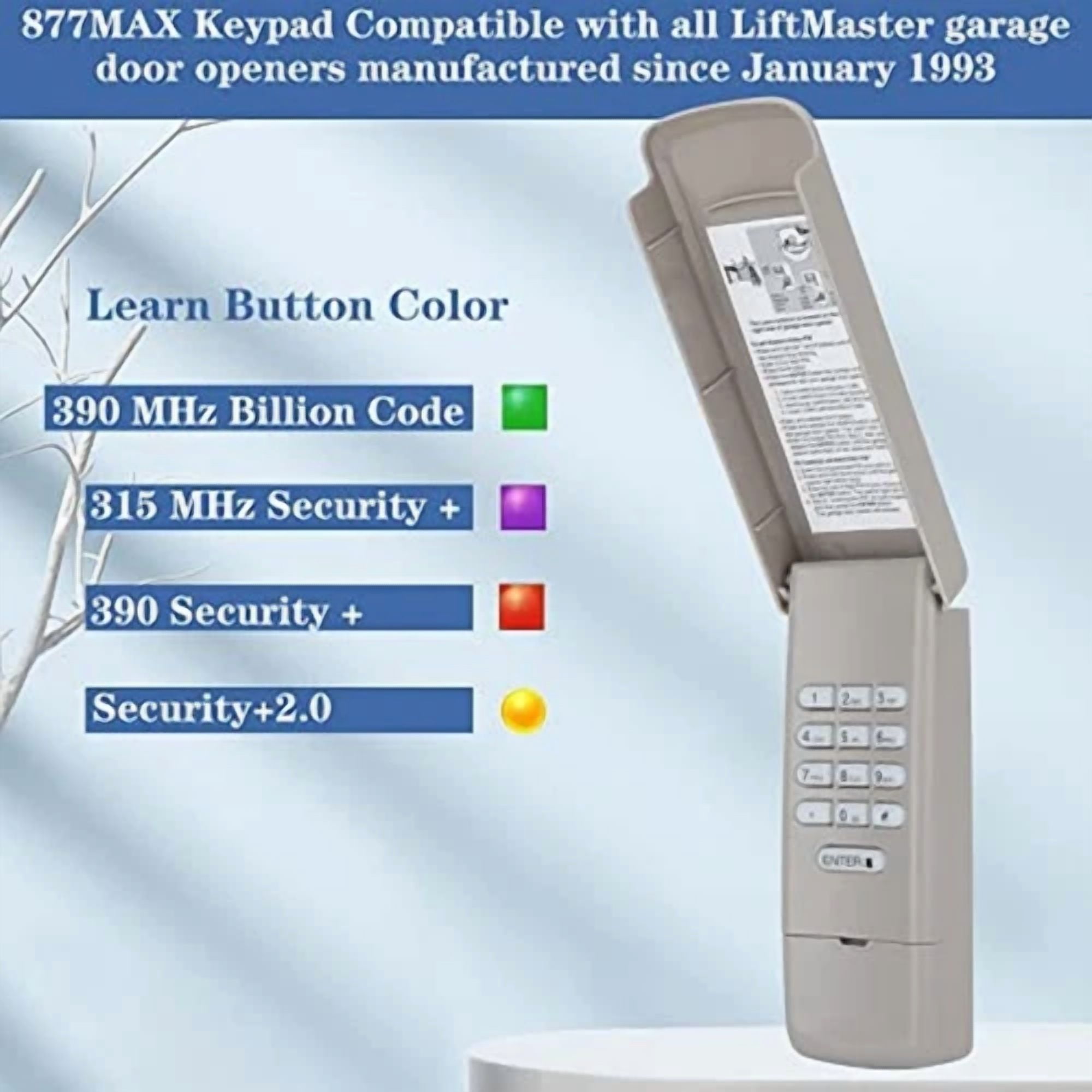 877Lm 877Max For Liftmaster Garage Door Wireless Entry Keypad Opener ...