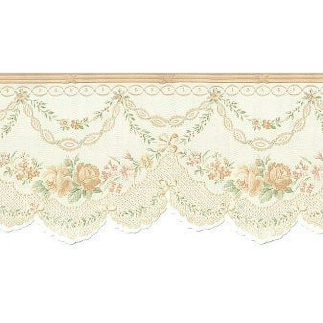 879058 Satin Rose Swag Wallpaper Border 979b02019 - Walmart.com