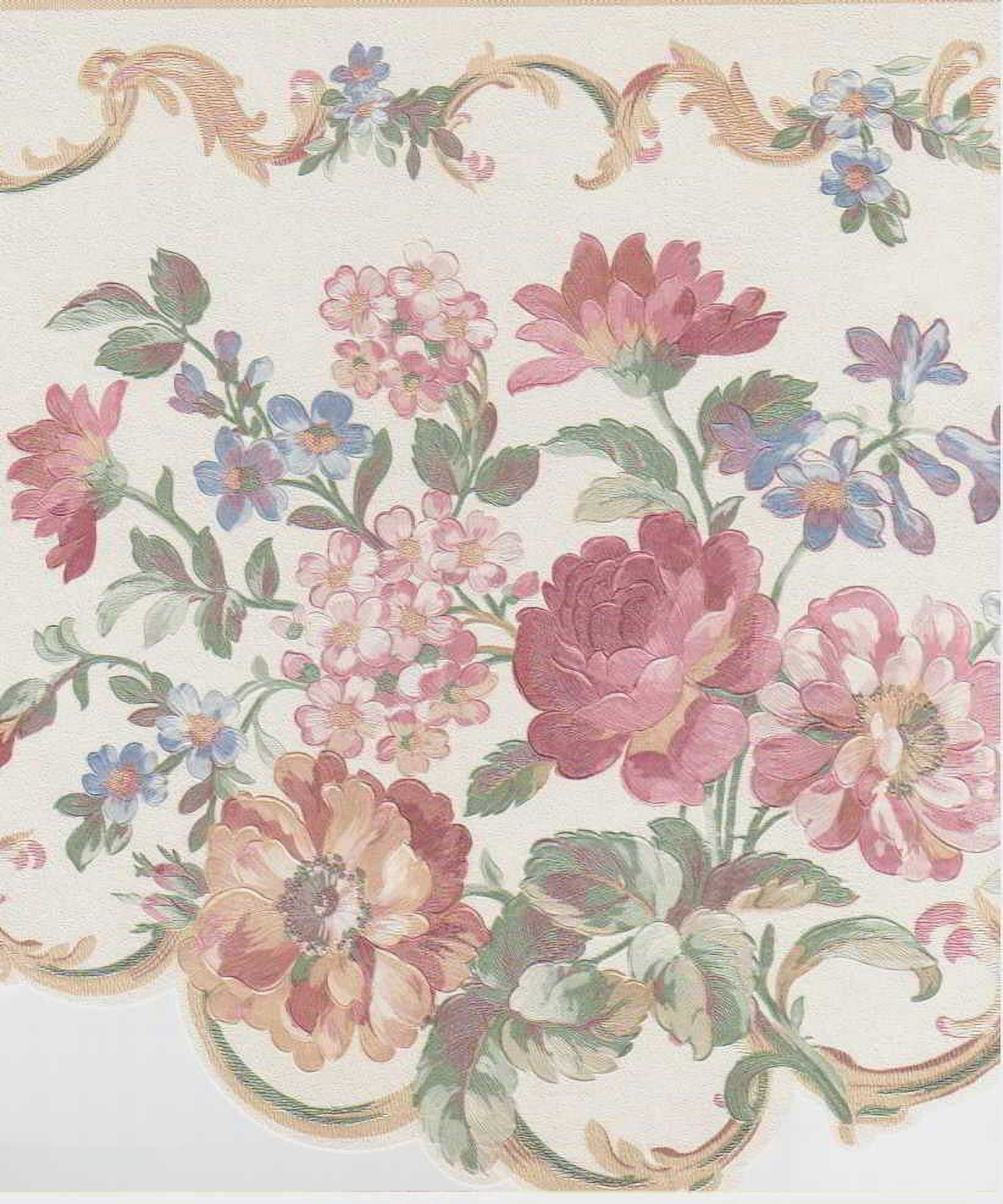 879075 Satin Swag Floral Wallpaper Border 945b03541 - Walmart.com