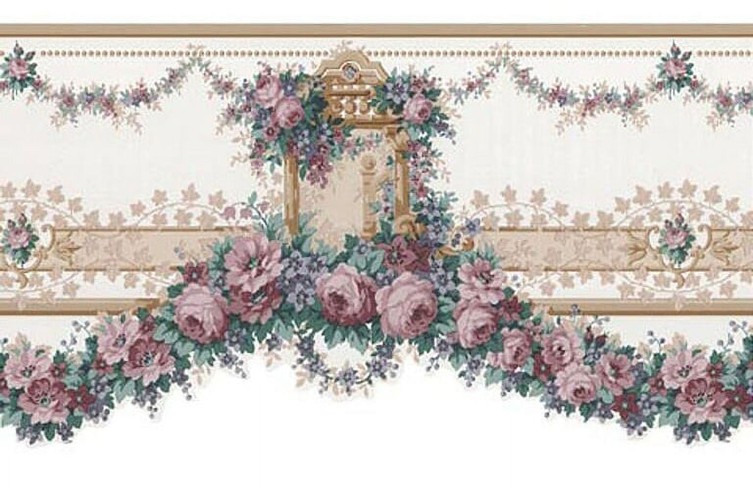 879200 Satin Floral Rose Swag Wallpaper Border 12100 - Walmart.com