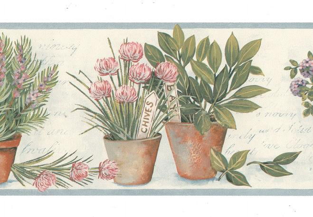 879487 Potted Flowers Wallpaper Border KV79532 - Walmart.com