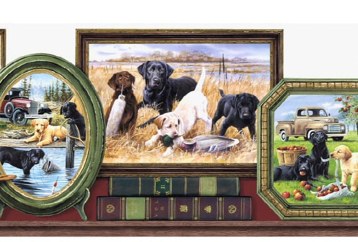 879722 Scalloped Framed Hunting Dogs Wallpaper Border MN5019 - Walmart.com